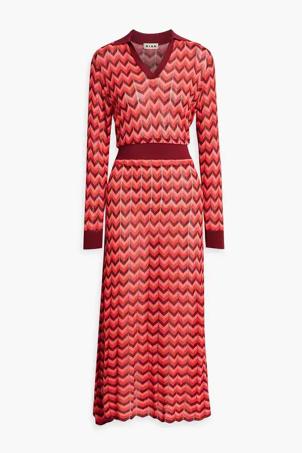 Rixo Annie Striped Knitted Maxi Dress In Red - 55% Off | Editorialist