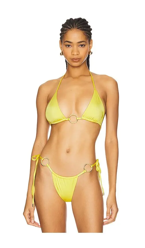 CIN CIN Isle Hoop Halter Bikini Top - Lemonade