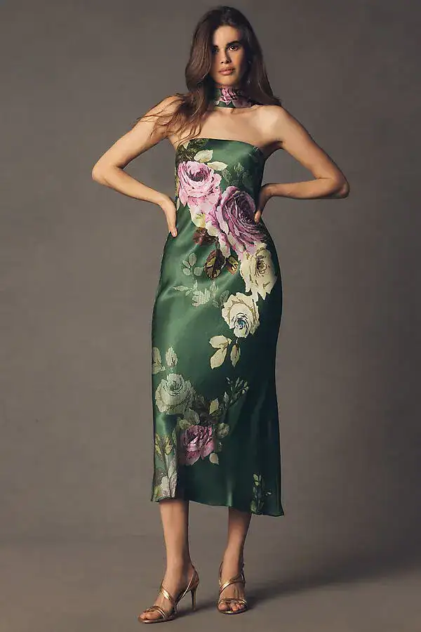 knee length dresses for ladies Strapless Lace Midi Dress | Women's Summer Dress main image 0