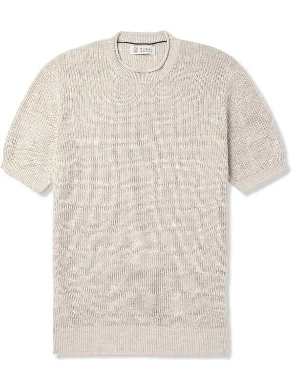 Brunello Cucinelli Ribbed Linen And Cotton-blend T-shirt