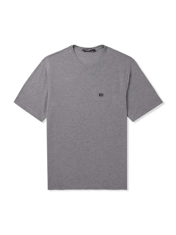 Dolce & Gabbana Logo-appliquéd Cotton-piqué T-shirt - Gray