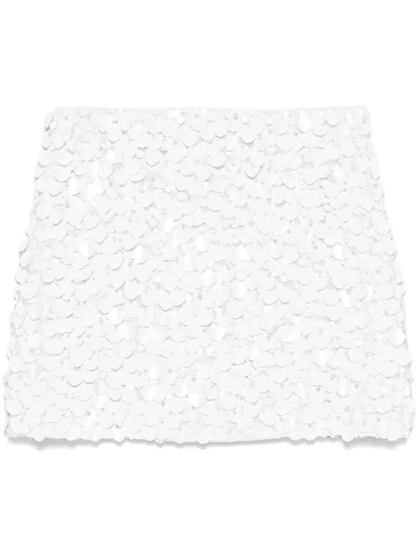P.a.r.o.s.h Sequinned Mini Skirt - White