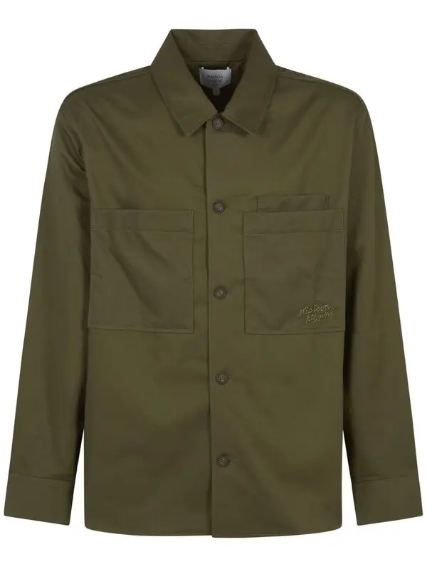 Maison Kitsuné Embroidered-logo Shirt - Green