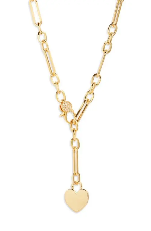 Nordstrom Bold Chain Heart Lariat Necklace - Clear- Gold