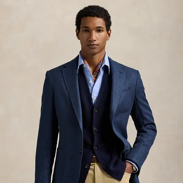 Ralph Lauren Polo Tailored Herringbone Sport Coat - Bright Navy/navy
