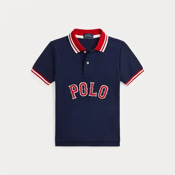 Ralph Lauren Baseball-Logo Cotton Mesh Polo Shirt In Refined Navy
