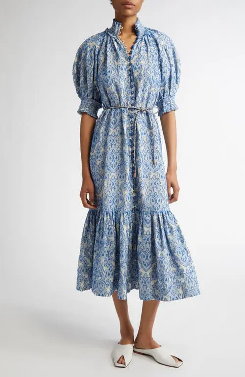 Zimmermann Wyle Lantern Sleeve Fil Coupé Midi Dress