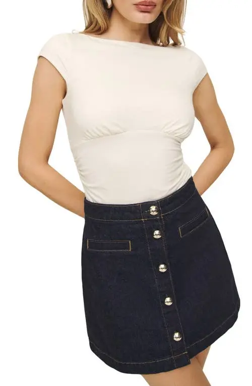 REFORMATION Madelyn Stretch Knit Top - Fior Di Latte