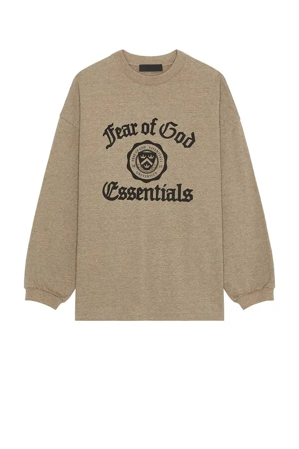 Fear Of God Heavy Long Sleeve Tee In Taupe - Heather Gray
