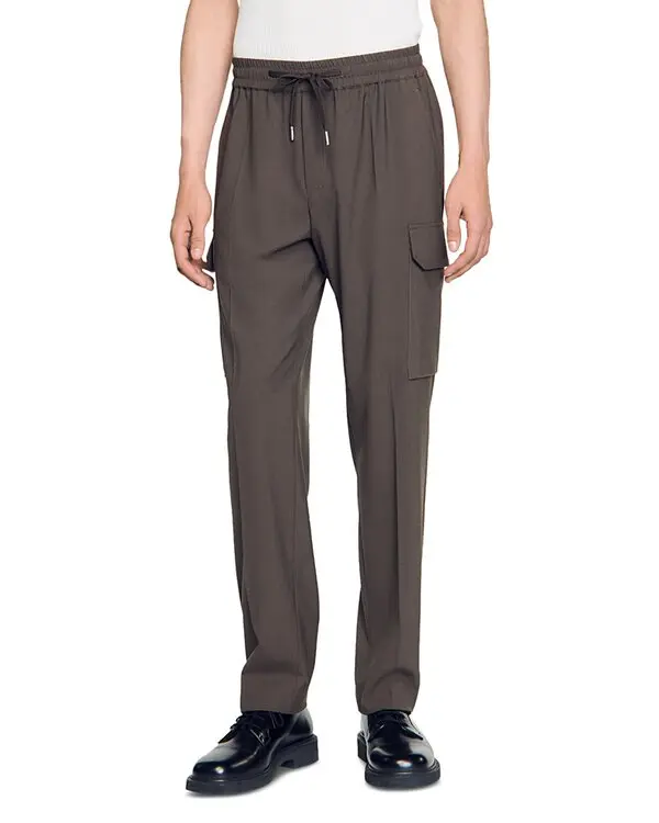 Sandro Elasticated Cargo Trousers - Dark Khaki
