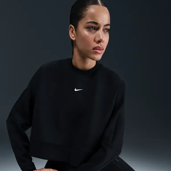 Nike Prima Dri-Fit Oversized Crew-Neck Cropped Top - Black | Editorialist