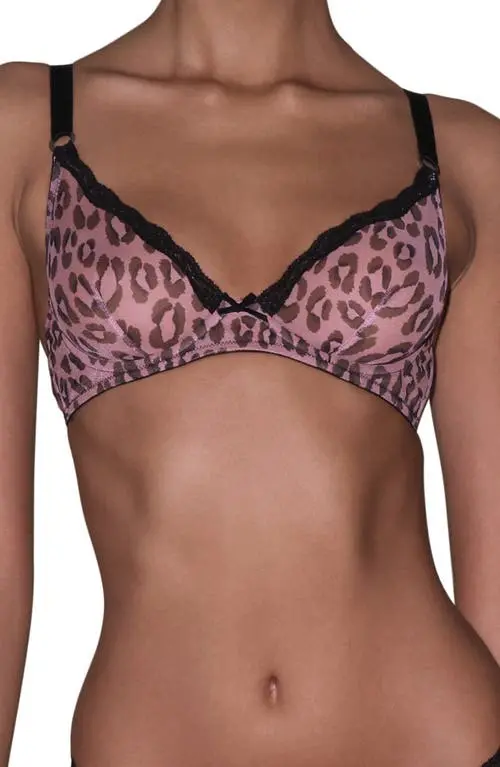 Fleur Du Mal Printed Underwire Sheer Tulle Demi Bra - Leopard Print