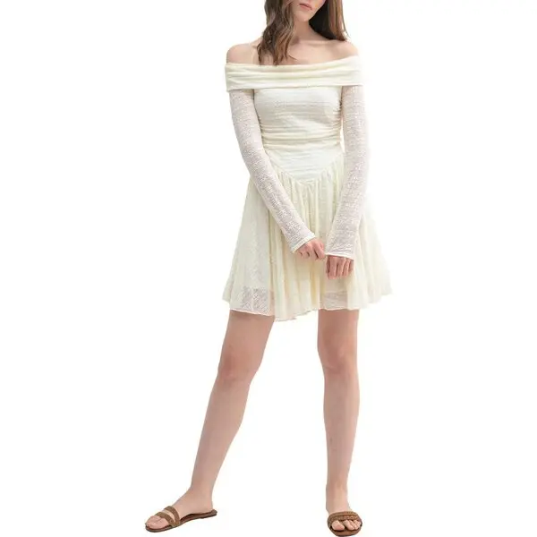 ALL IN FAVOR Off-the-shoulder Lace Mini Dress