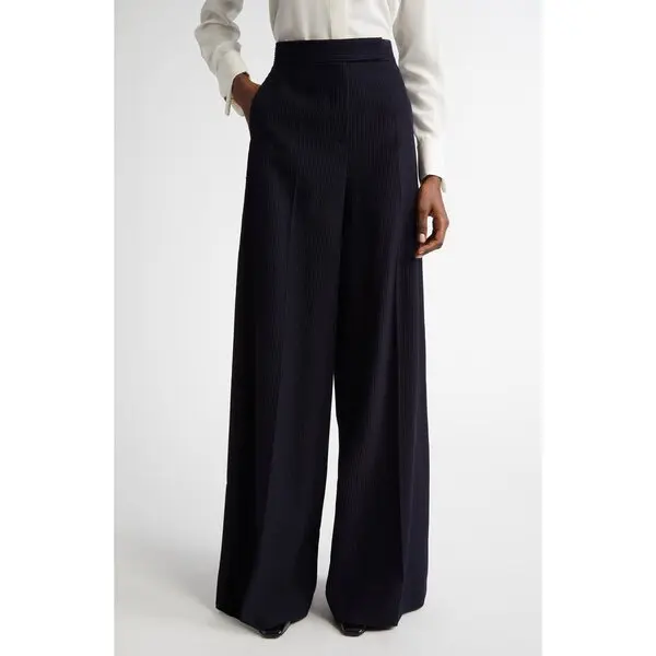 Max Mara Osol Pleated Wide-leg Wool-blend Trousers