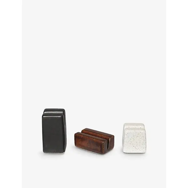 FERM LIVING Koa Set Of Three Glazed Ceramic Card Holders
