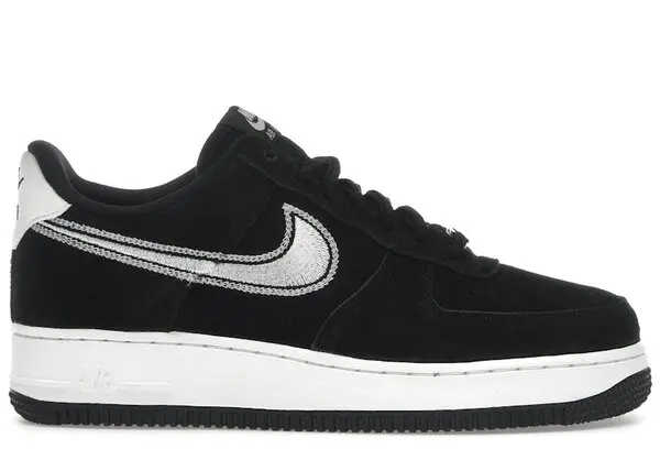 Nike Air Force 1 '07 Lv8 Embroidered Swoosh Sneakers - Black/sail
