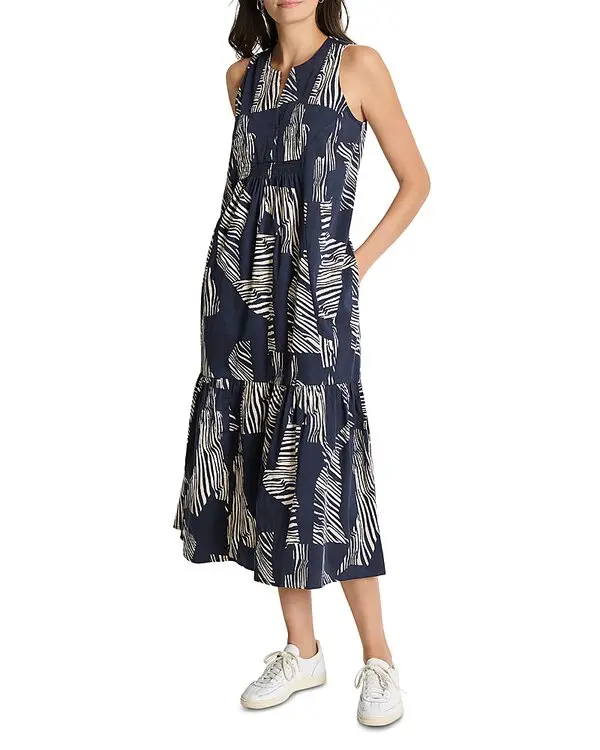 NIC+ZOE Zebra Stripe Split Neck Cece Dress