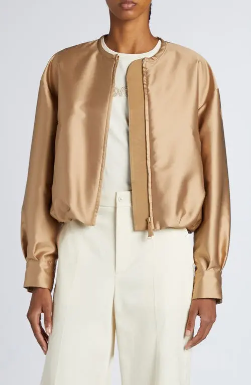 Moncler Maupa Satin Bomber Jacket - Pastel Beige