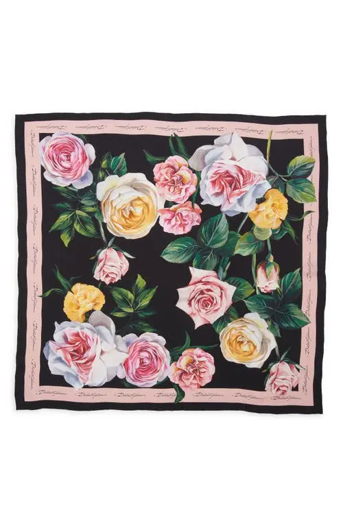 Dolce & Gabbana Floral Silk Square Scarf - Hh5iy Peonie F.nr C/bordo