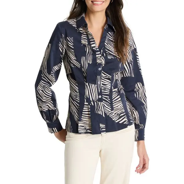 NIC+ZOE Zebra Print Stretch Cotton Shirt