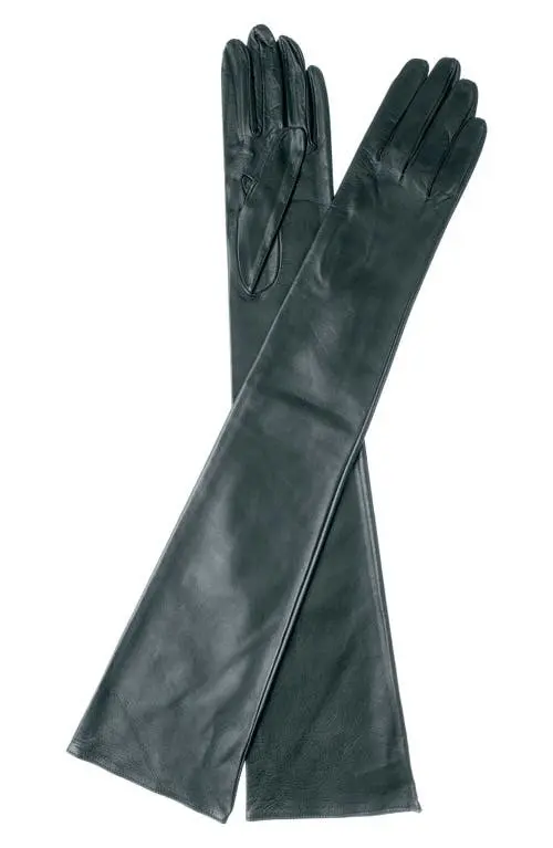 PAULA ROWAN Montserrat Leather Opera Gloves - Forest Green
