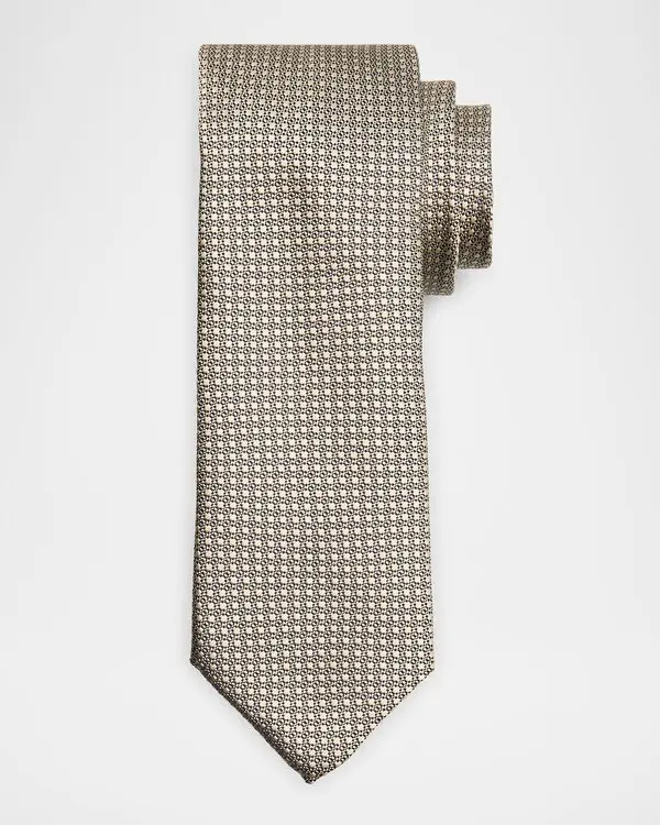 Canali Textured Dot Silk Neck Tie - Gold
