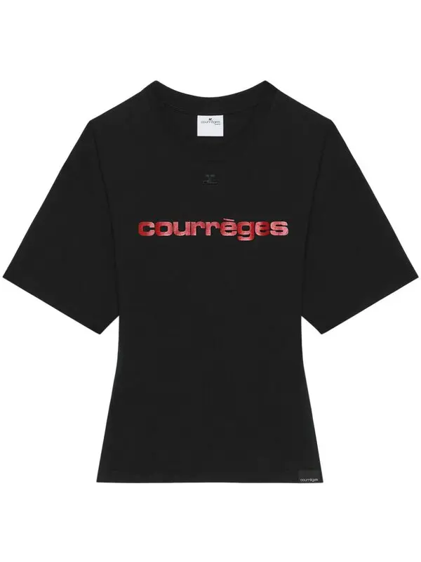 COURREGES Logo-print T-shirt - Black