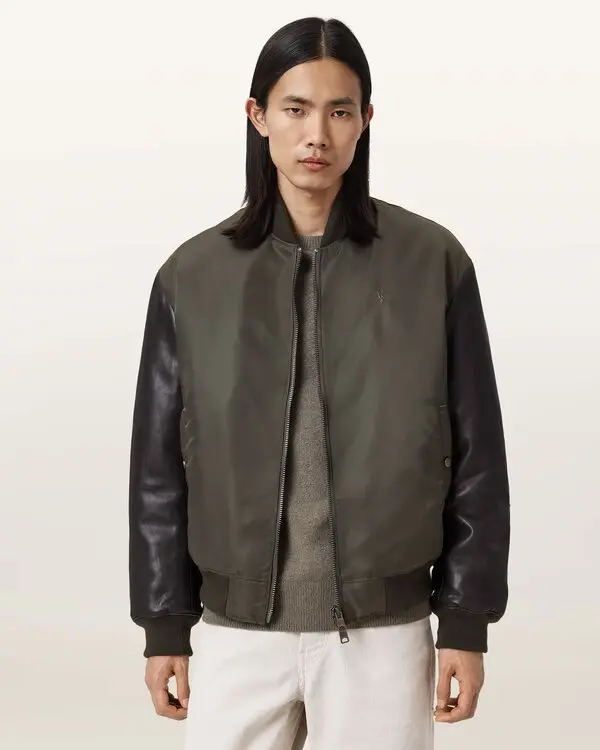 All Saints Myler Ramskull Bomber Jacket - Khaki