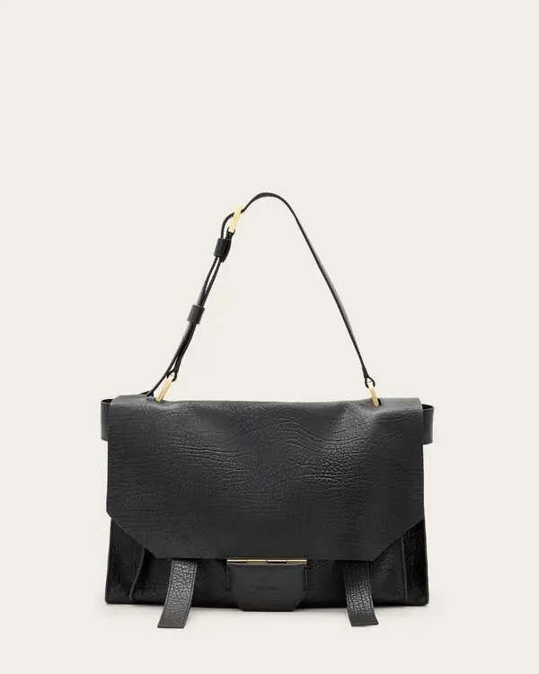 All Saints Ursa Grain Leather Satchel Bag - Black