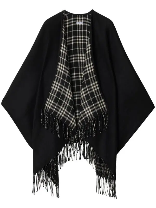 Burberry Checked Wool Cape - Black