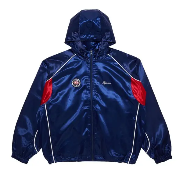 Supreme Satin Hooded Track Jacket 'navy - Blue
