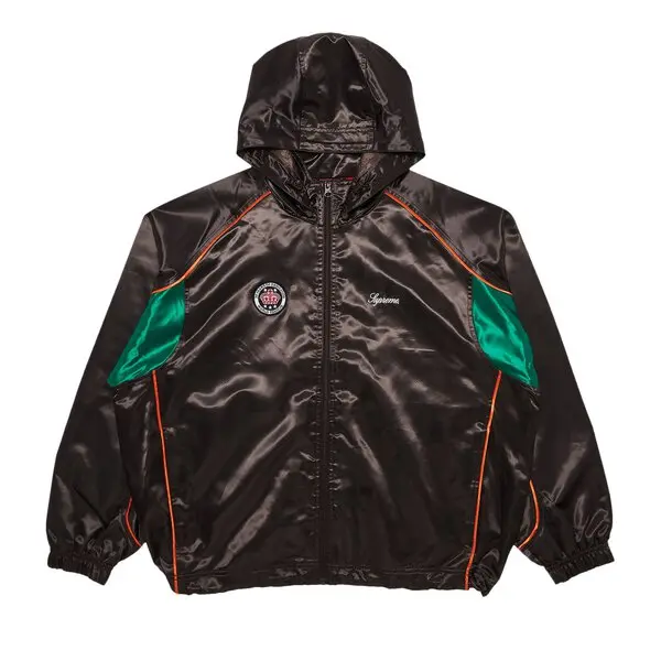 Supreme Satin Hooded Track Jacket - Brown