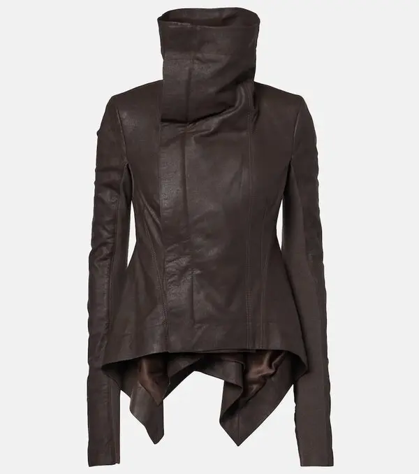 Rick Owens Naska Leather Biker Jacket - Brown
