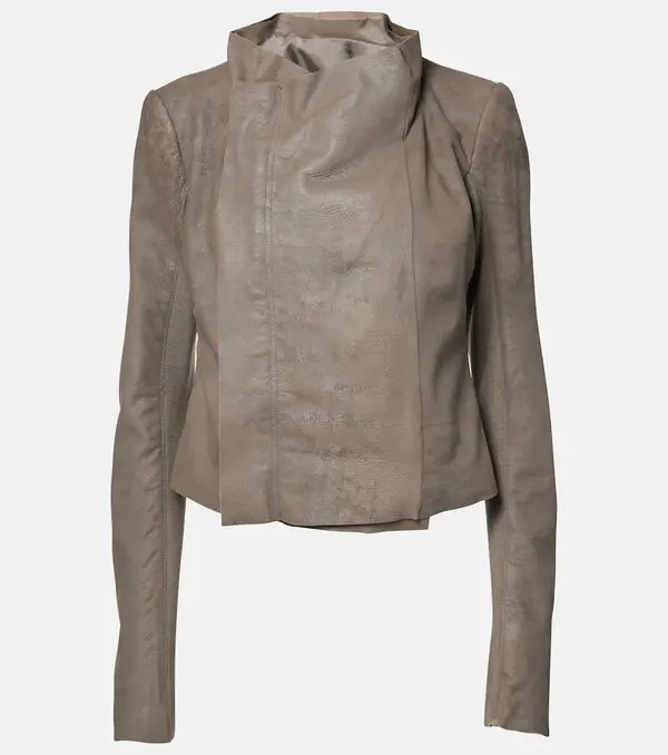 Rick Owens Leather Biker Jacket - Grey