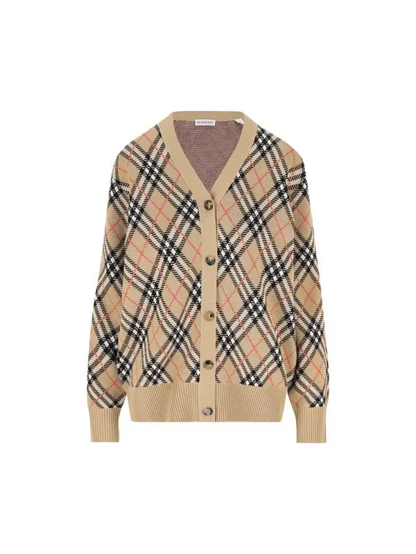 Burberry Check Pattern Cardigan - Sand Ip Check