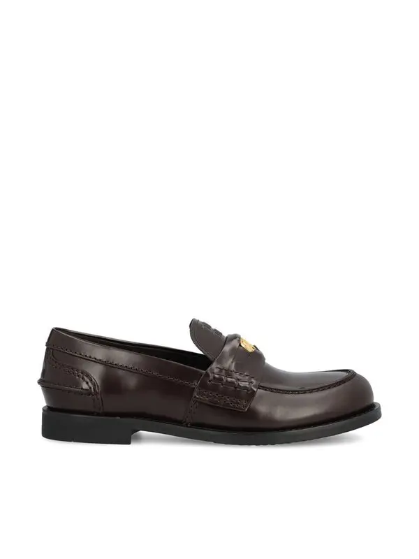 Miu Miu Brushed Leather Loafers - Brown