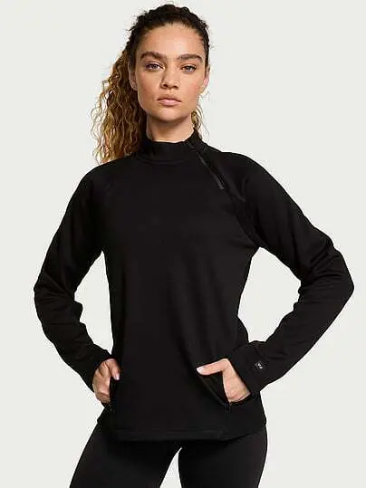 Victoria's Secret Vsx Movement Fleece Quarter-zip - Black