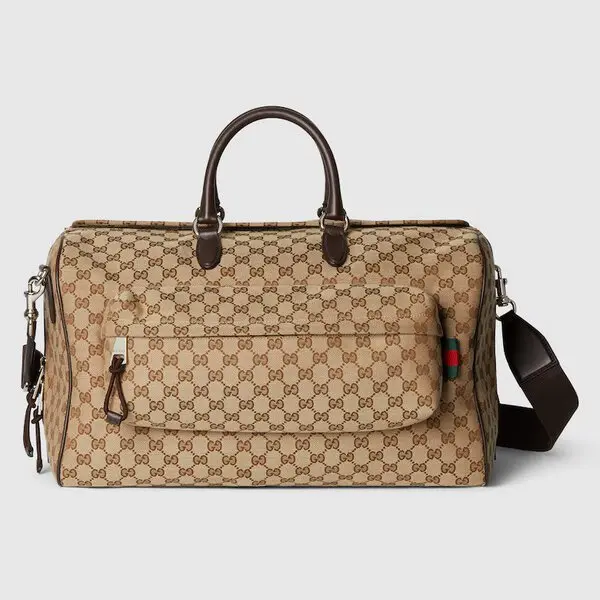 Gucci Borsa Da Viaggio Media Con Tasca Anteriore In Beige 4% Off