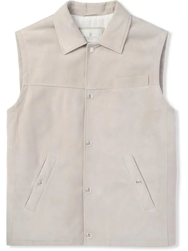 Brunello Cucinelli Suede Gilet - Neutrals