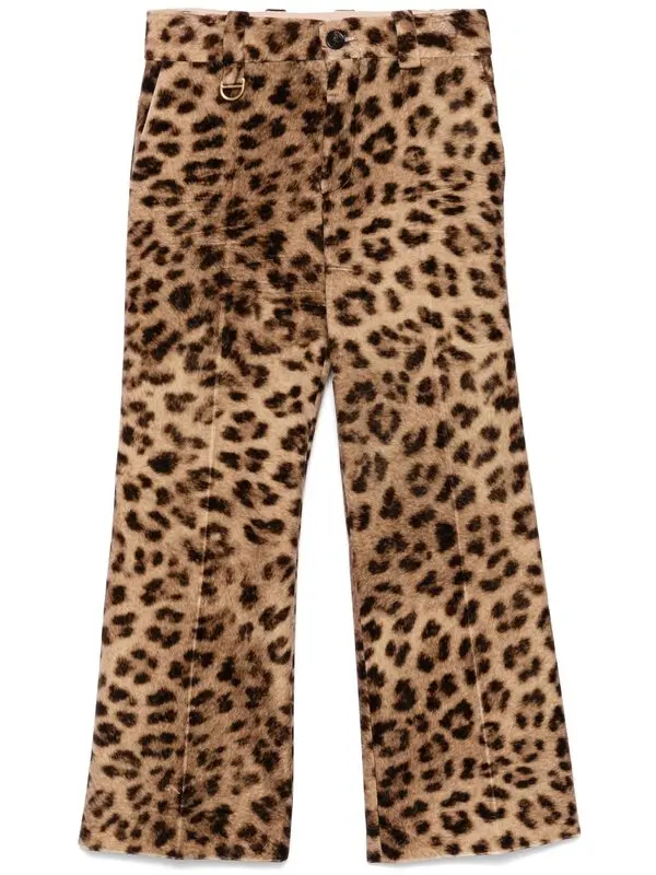 Chloé Leopard-print Velvet Trousers - Brown