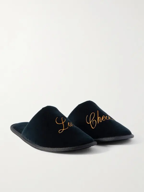 FRAME Ritz Paris Late Checkout Velvet Slippers