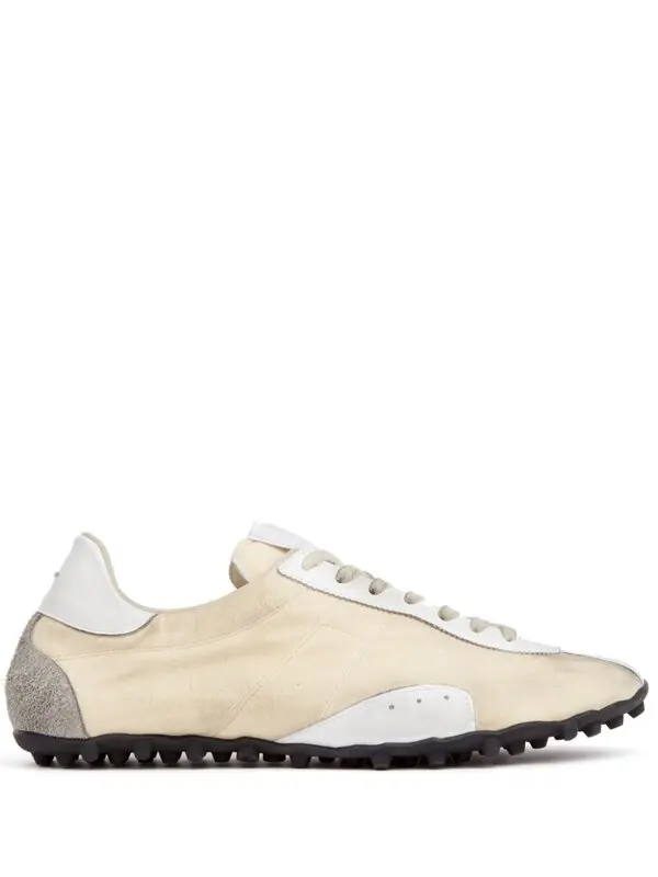 MAISON MARGIELA Leather Lace-up Trainers - Neutrals