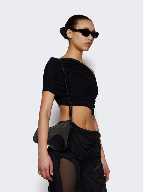 MUGLER Small Denim Spiral Curve 01 Shoulder Bag