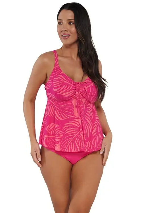 SUNSETS ESCAPE Marin Tankini Swimsuit Top - Blushing Palms Sandbar Rib
