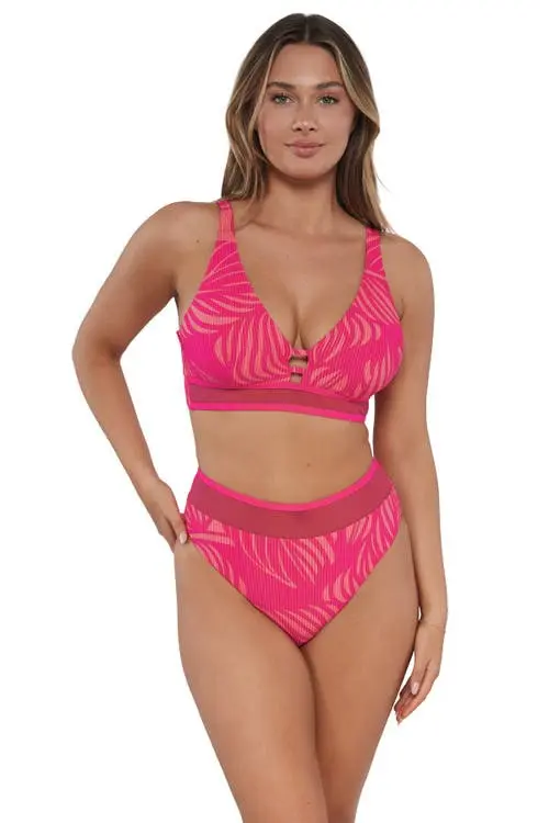 SUNSETS Danica D Cup Bikini Top - Blushing Palms Sandbar Rib