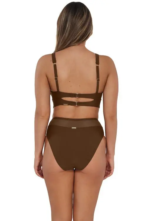 SUNSETS Annie High Waist Bikini Bottom - Tiki Brown