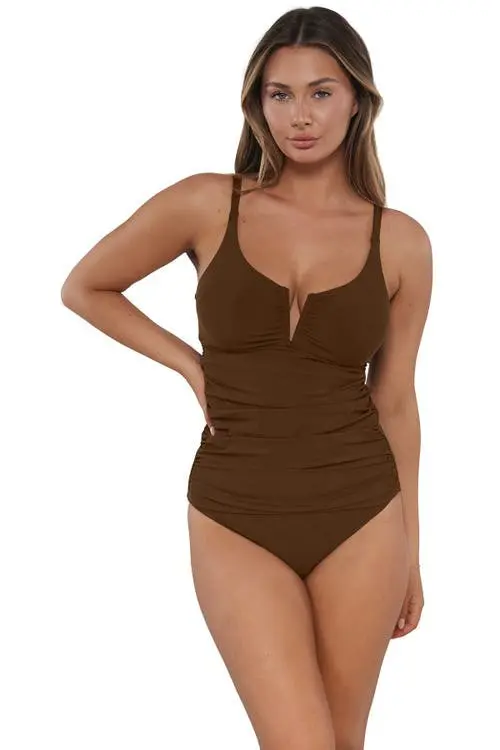 SUNSETS Zuri V-wire Tankini Swimsuit Top - Tiki Brown