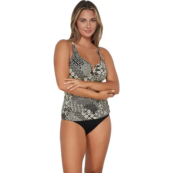 SUNSETS Zuri V-wire Tankini Swimsuit Top - Venice Seagrass Texture