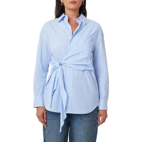 Scotch & Soda Stripe Side-tie Cotton Shirt