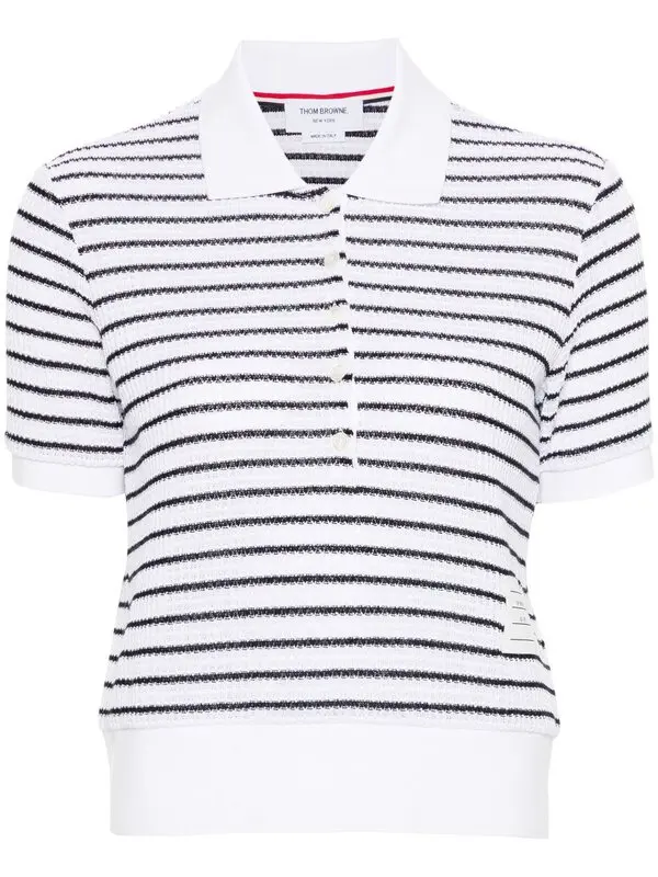 Thom Browne Striped Textured-knit Polo Shirt